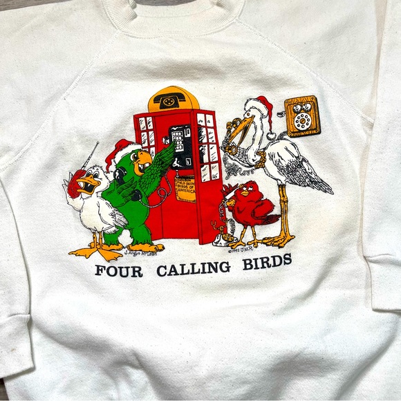 Vintage | Tops | Vintage Christmas 4 Calling Birds Sweater | Poshmark